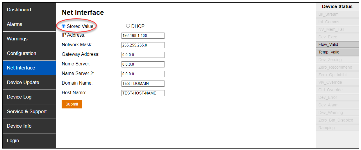 Changing IP Address using Built-in Web Interface